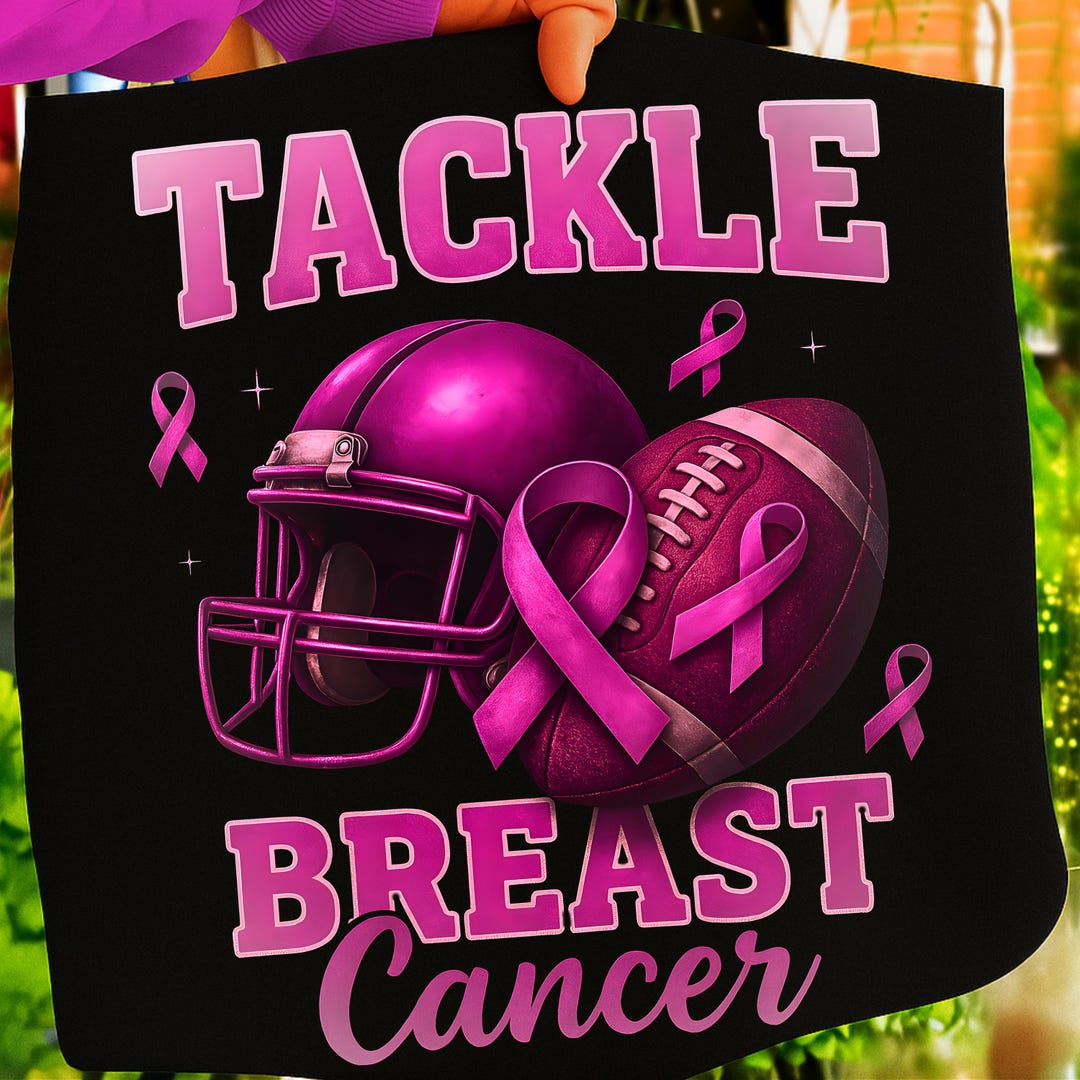 Tackle Cancer Png, Pink Football Cheer Sublimation, Breast Cancer ...