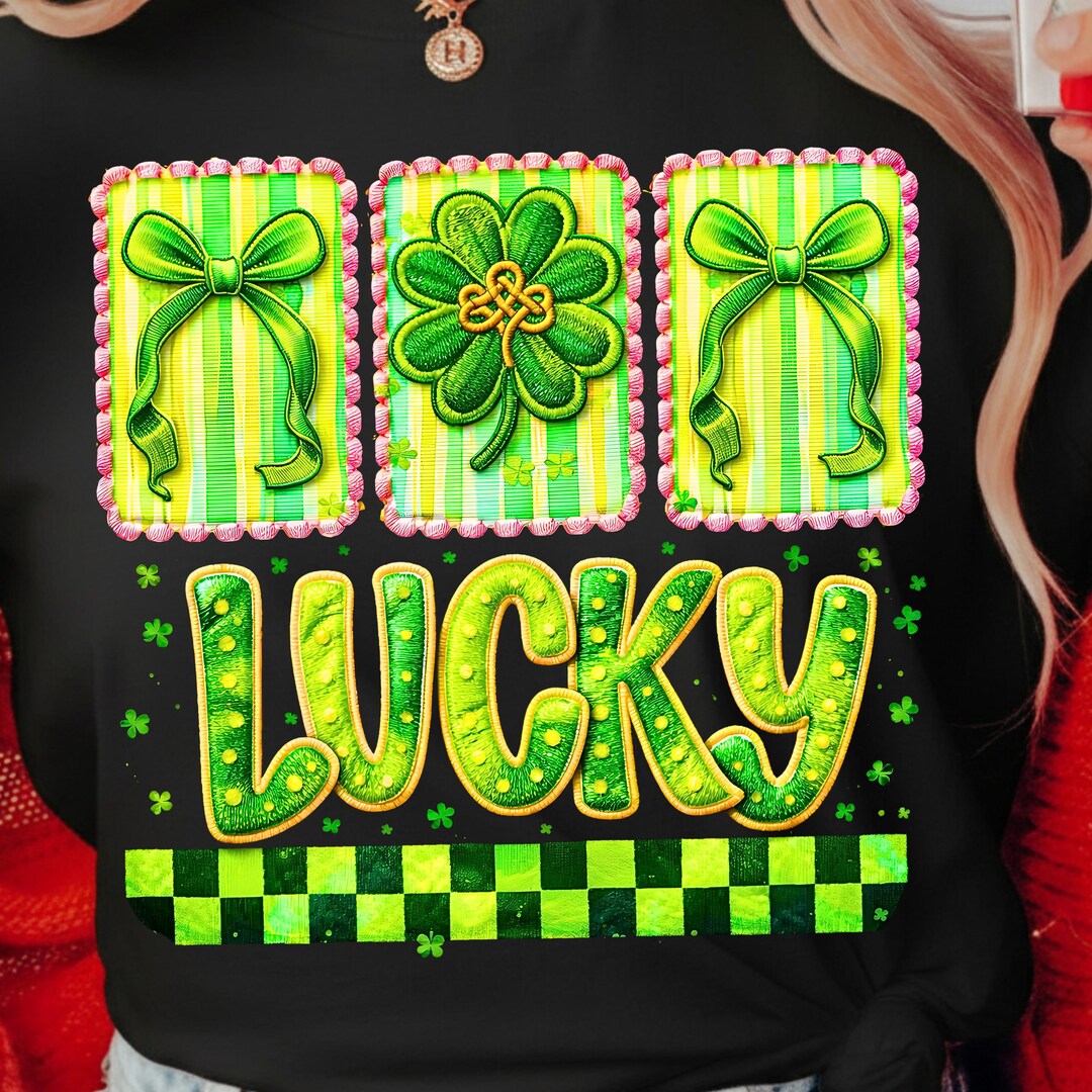 Lucky Shamrock PNG Coquette St Patricks Day Graphic, Preppy Brushstroke ...