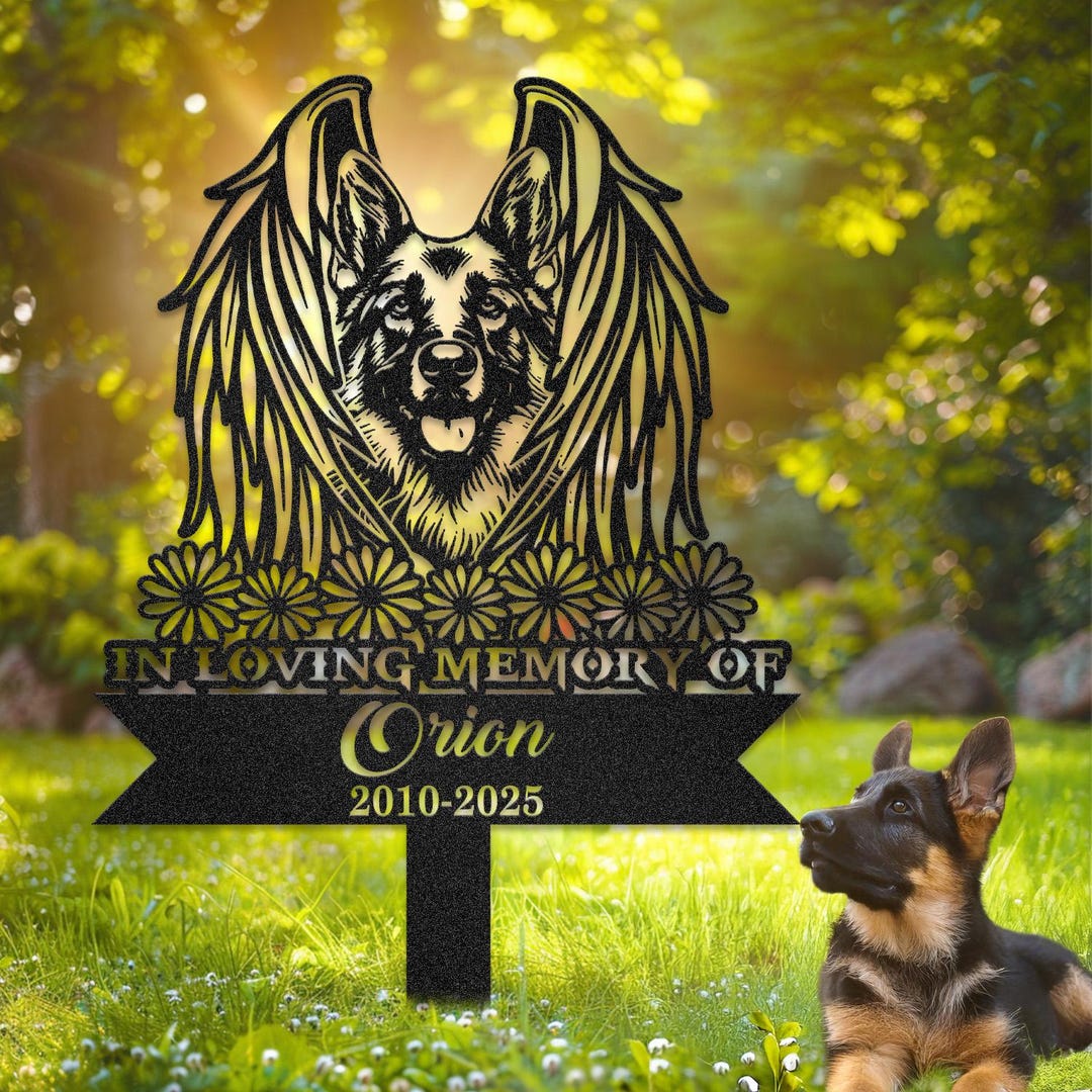 Personalized Angel Wings German Shepherd Memorial – Custom Pet Grave ...