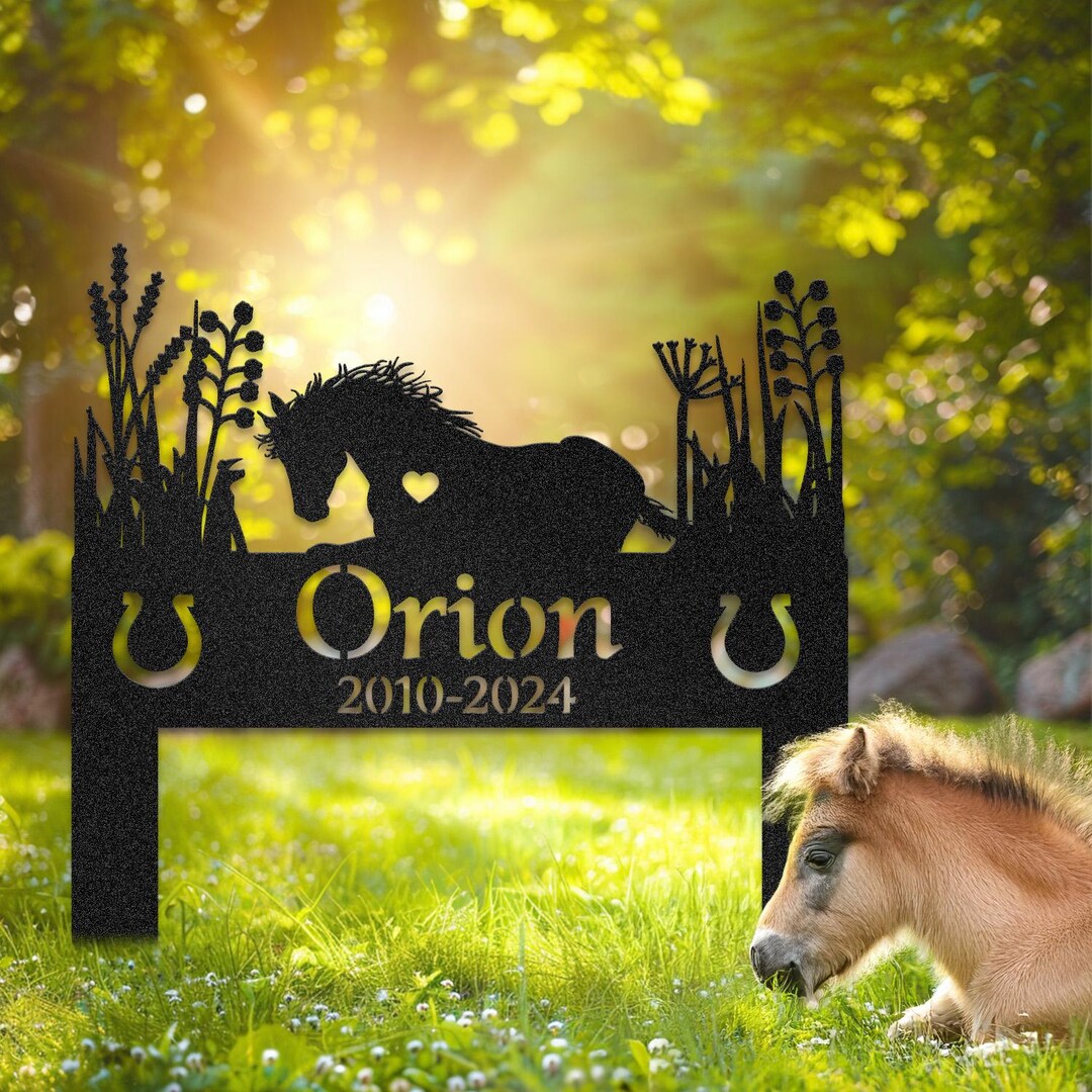 Personalized Pony Horse Grave Marker – Resting Silhouette Horse ...
