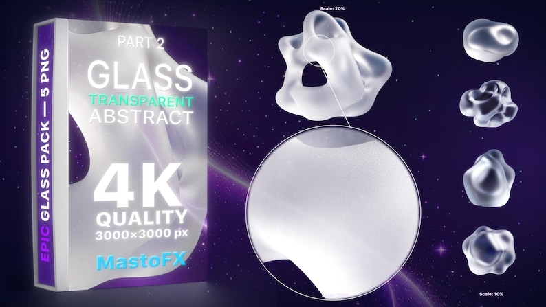 Abstract Glass Overlays & Transparent PNG Pack EP01 - Etsy