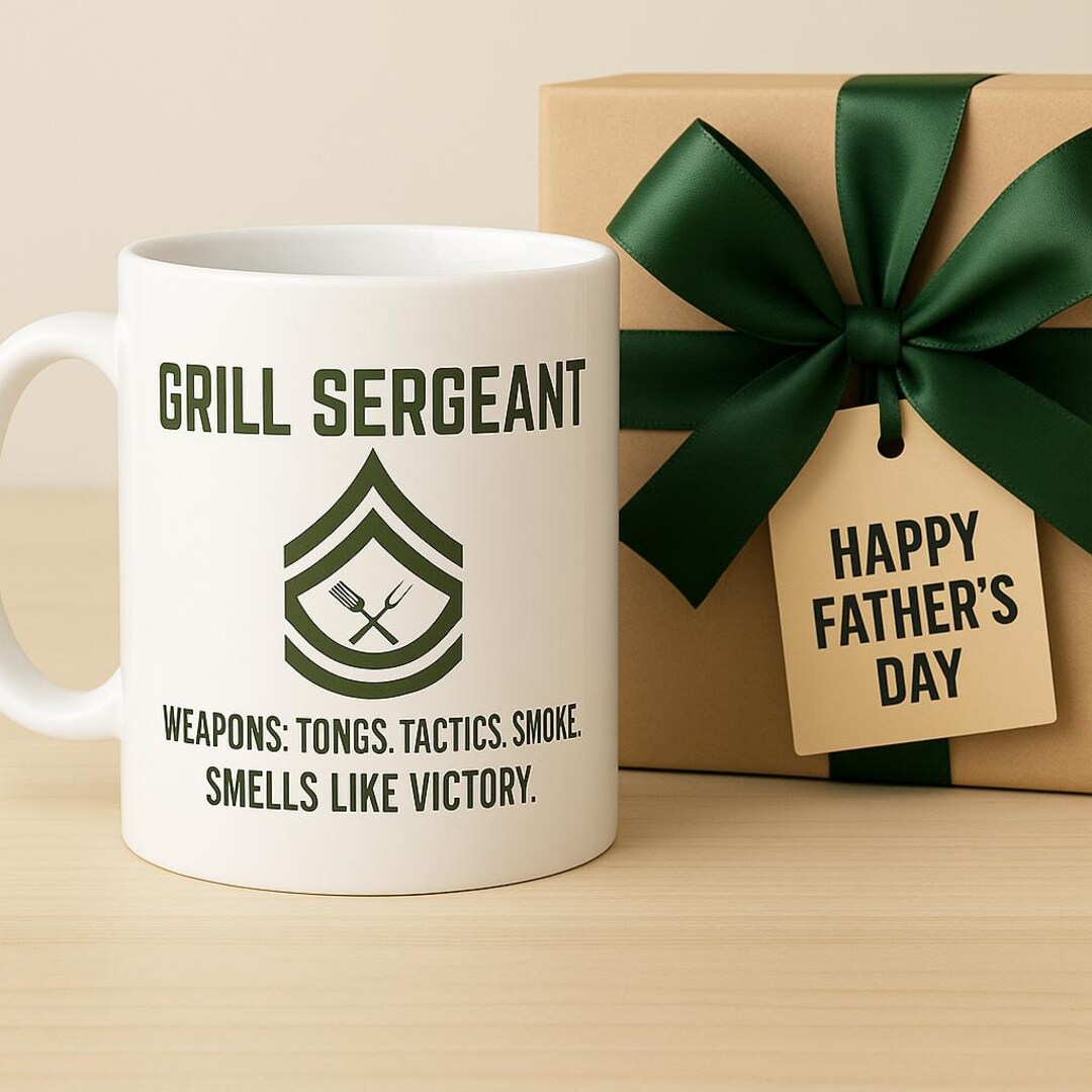 Grill Sergeant Mug, Funny Fathers Day Gift, BBQ Dad Coffee Mug ...