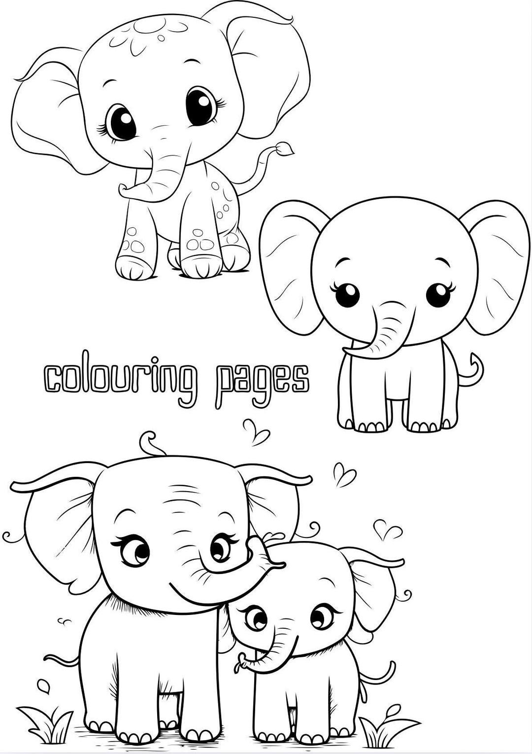 Cute Baby Elephant Coloring Page – Printable Animal Coloring Book for ...