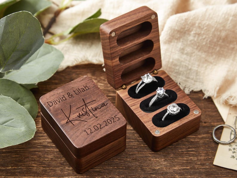 Personalized Engraving Wooden Ring Box, Proposal Engagement Ring Box ...