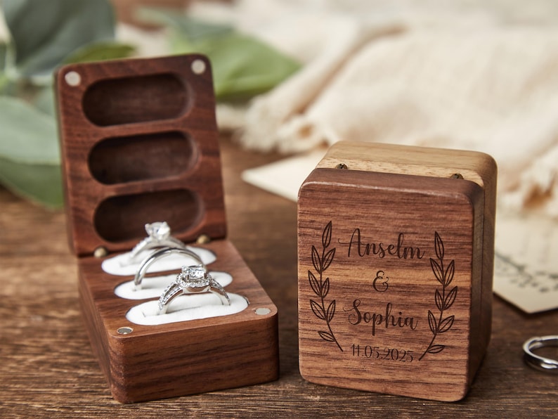 Personalized Engraving Wooden Ring Box, Proposal Engagement Ring Box ...