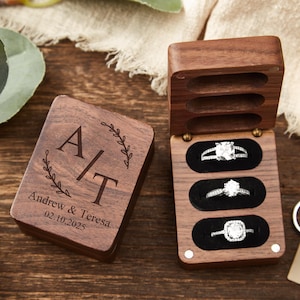 Personalized Engraving Wooden Ring Box, Proposal Engagement Ring Box ...