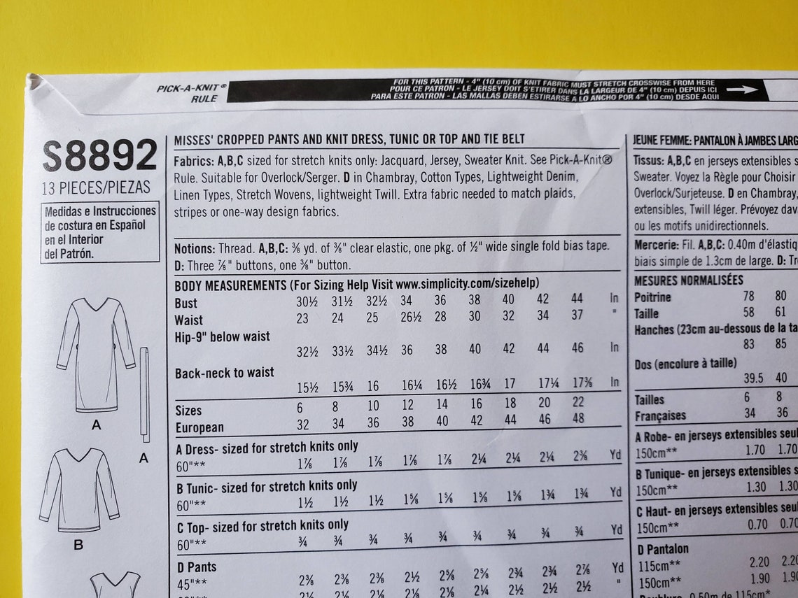 Simplicity Pattern S8892 women's Clothes - Etsy