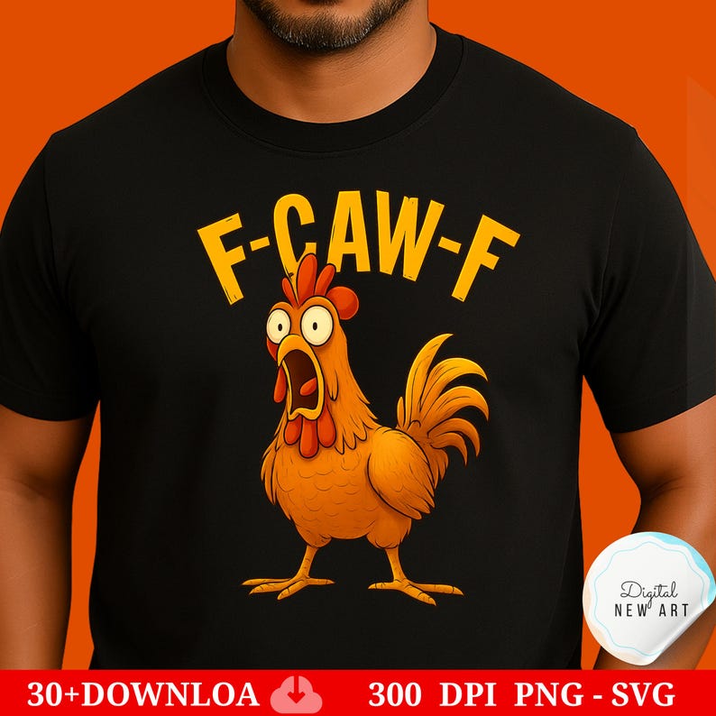 30 F-caw-f Chicken PNG SVG Bundle, Funny Rooster Cartoon, Rooster Crowing Meme Pngs, F-CAW-F ...