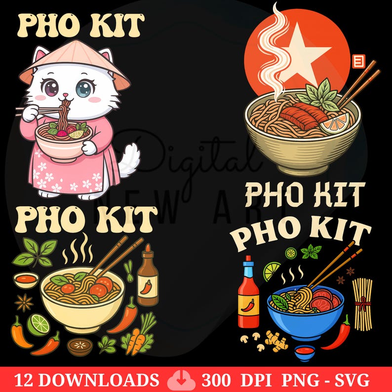 12 + Pho Kit Png, Funny Vietnamese Pho Noodles Bowl Png, Asian Foodie ...