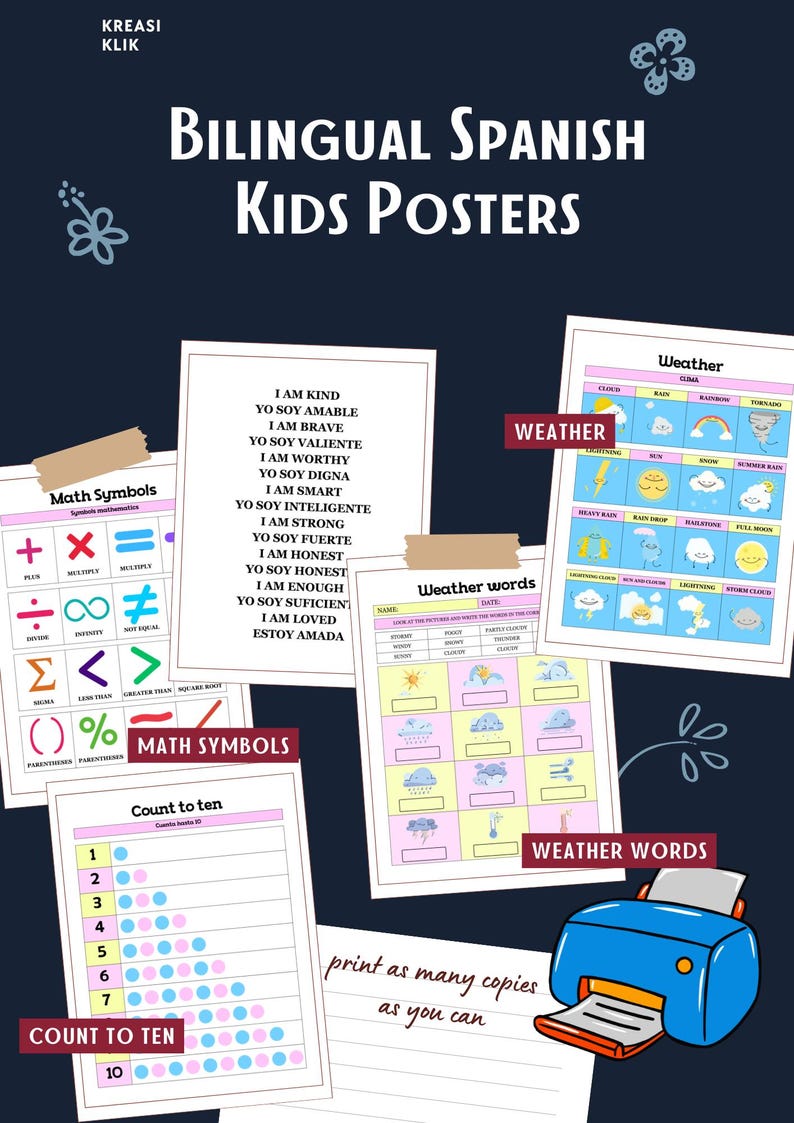 Complete Bilingual Learning Poster Set – Spanish English ABC, Numbers ...