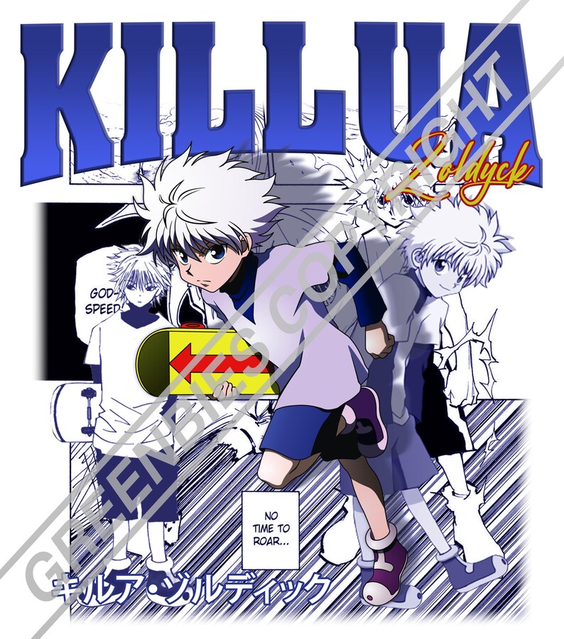 Killua Zoldyck T-shirt Design. PNG Digital 4500x5100 Px. Anime, Retro ...