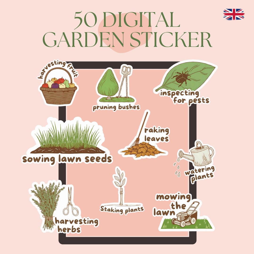 50 Digital Gardening Stickers – PNG Icons for Planning, Journaling ...