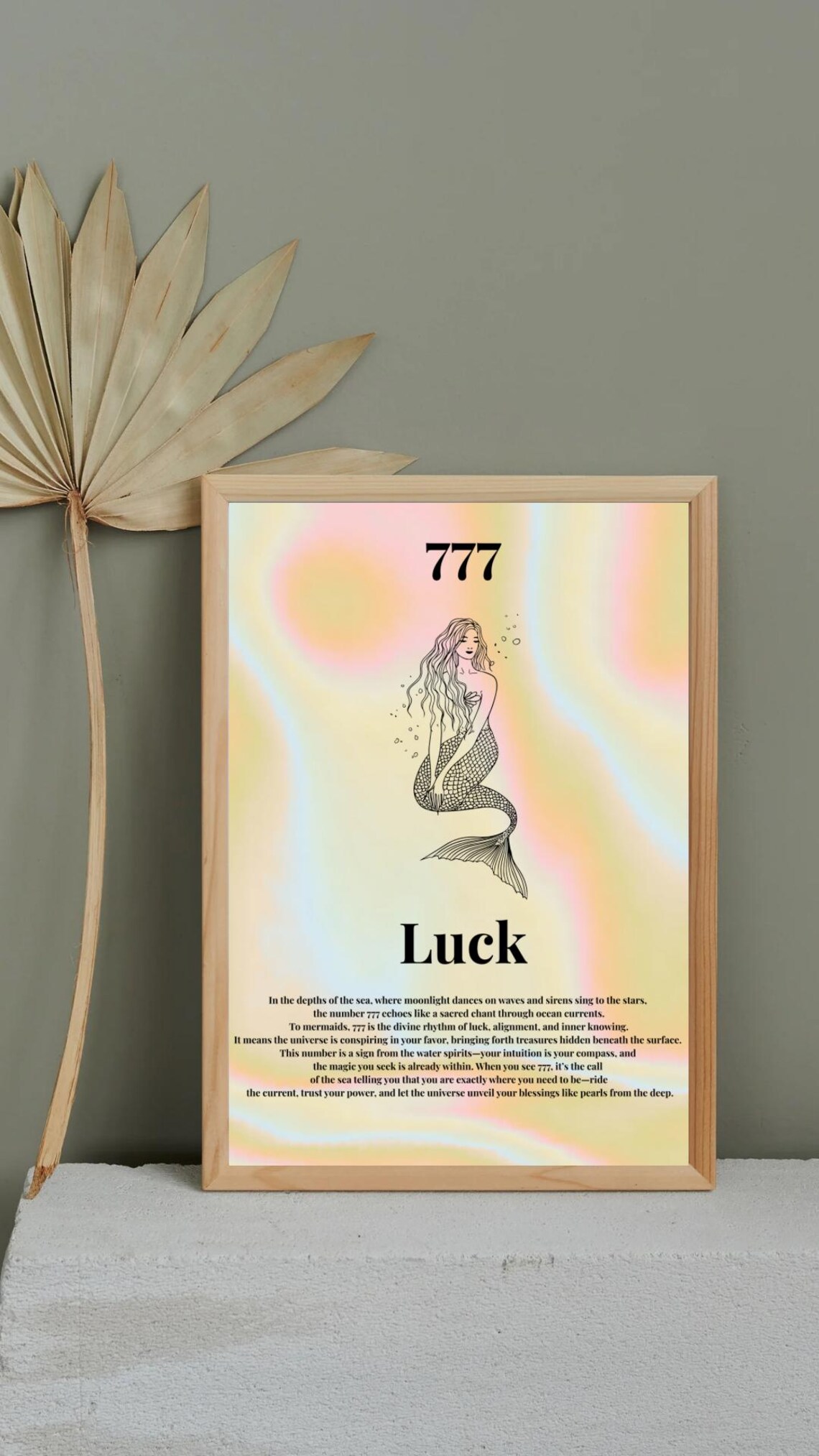 777 Angel Number Mermaid Printable Poster | Digital Wall Art | Luck ...