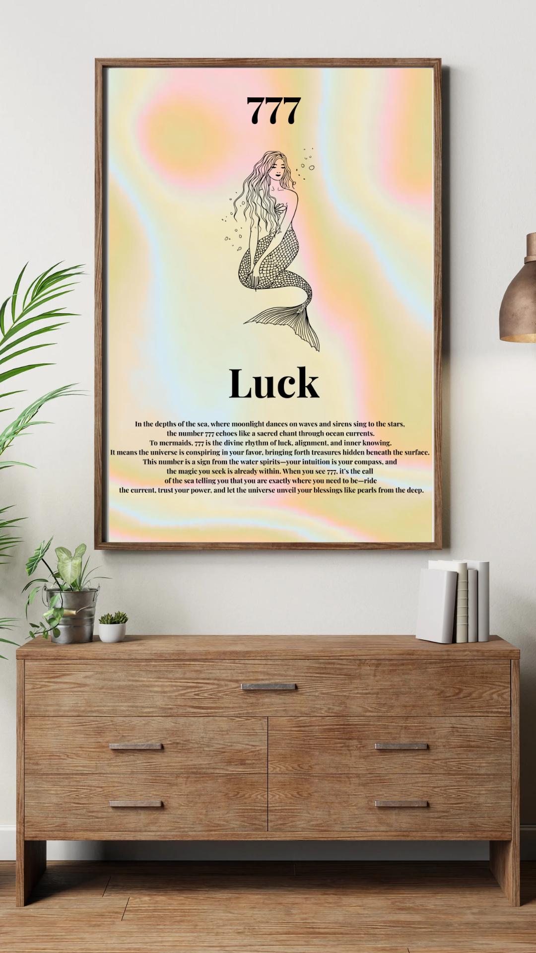 777 Angel Number Mermaid Printable Poster | Digital Wall Art | Luck ...