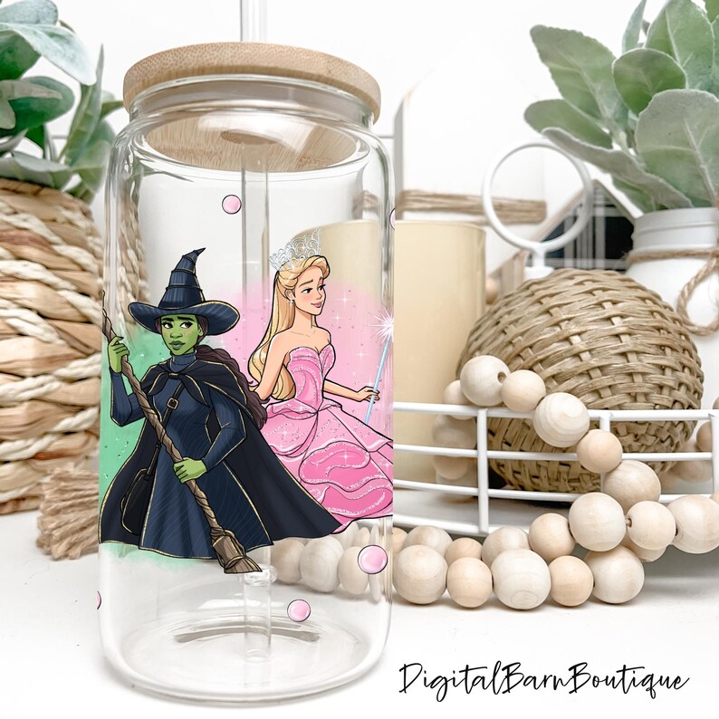Glinda & Elphaba Cup Wrap PNG: Pastel Halloween Tumbler Sublimation ...