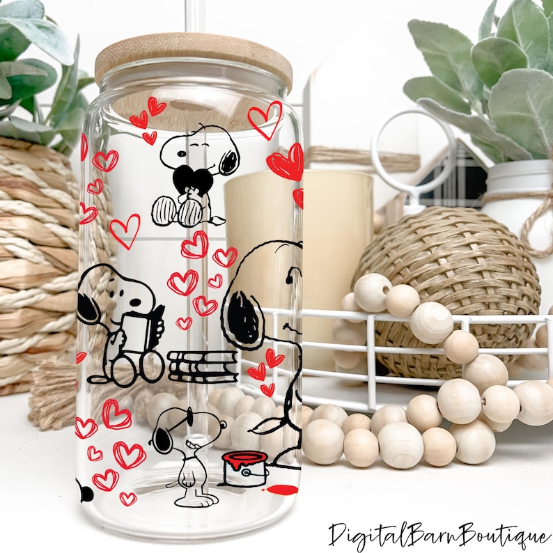 Snoopy & Woodstock Valentine Cup Wrap, PNG Sublimation Design (digital ...