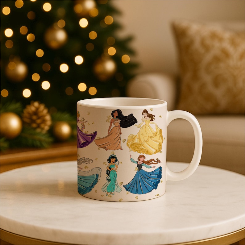Princess Cup Wrap PNG, Glitter Fairytale Mug, Dancing Princesses ...