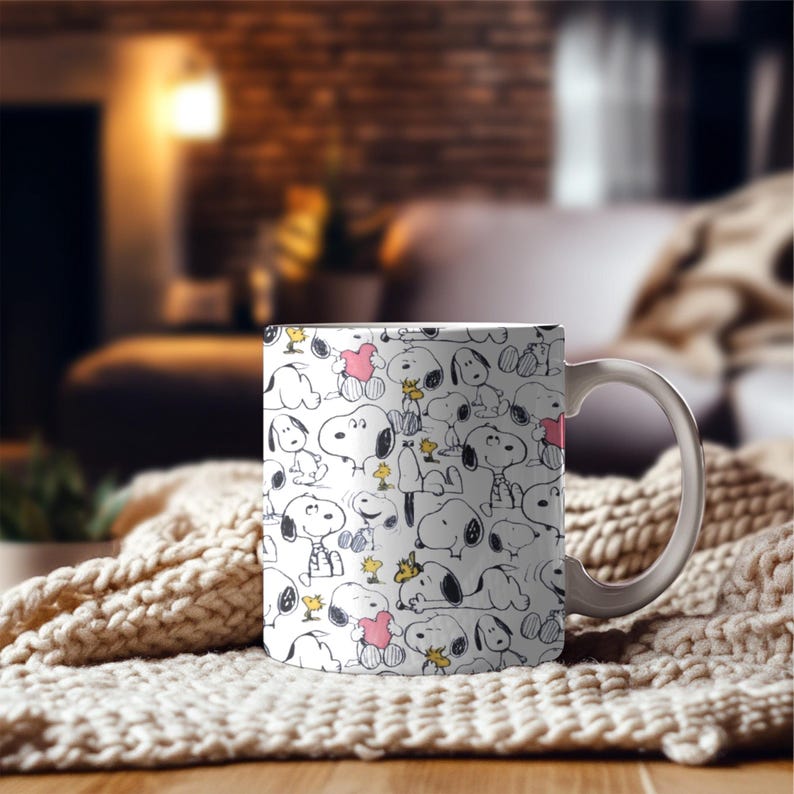 Snoopy & Woodstock Doodle Cup Wrap, Cute Pink Heart Tumbler Wrap PNG ...