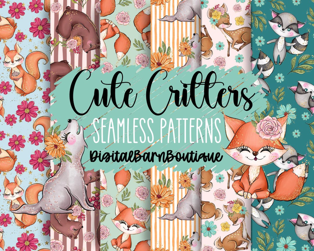 Woodland Animal Seamless Pattern Bundle, Forest Animals Digital Paper ...