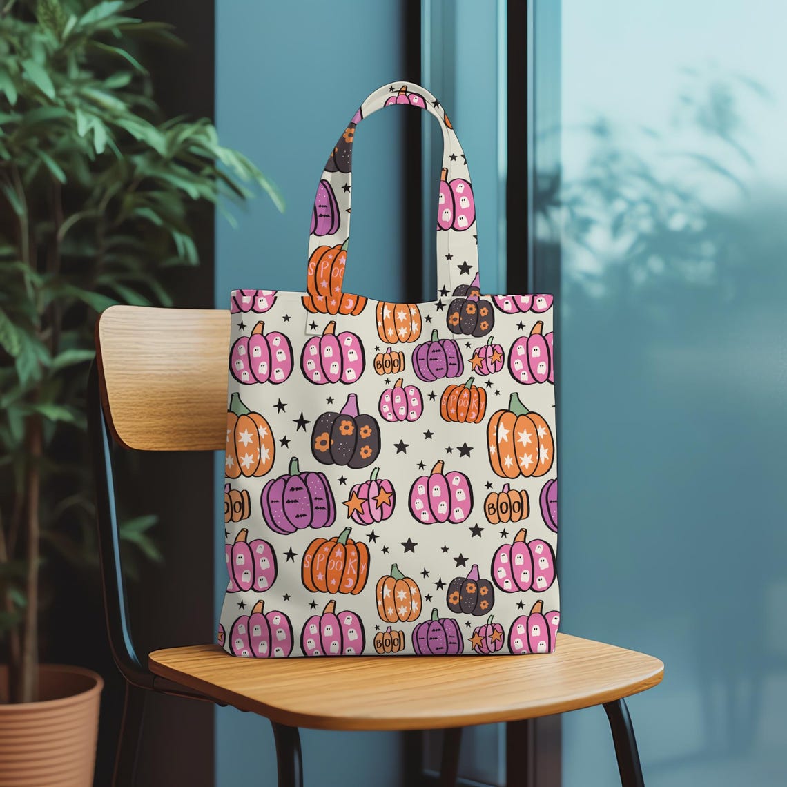 Spooky Pumpkin Seamless Pattern Bundle With BOO, Ghosts & Stars | JPG ...