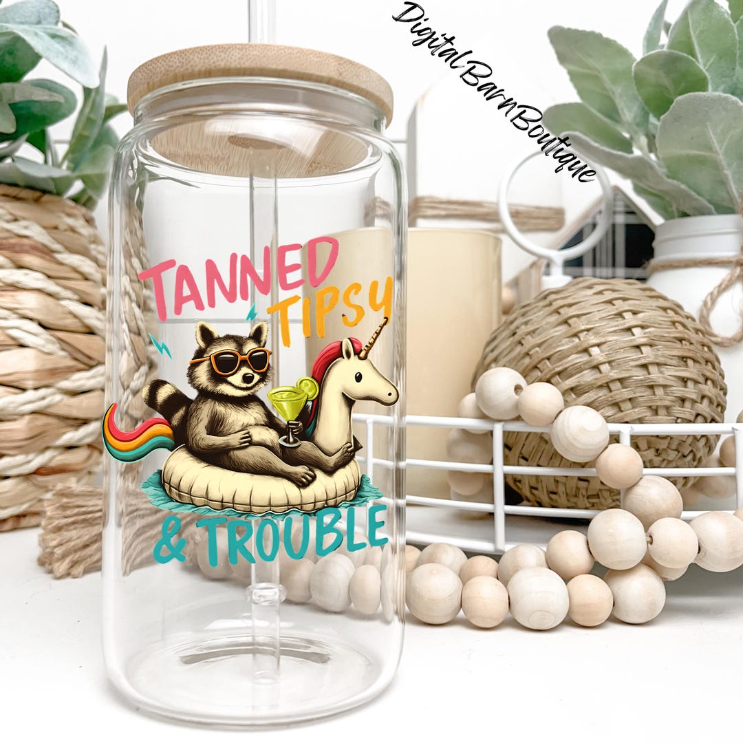 Funny Raccoon Pool Party PNG: Tanned, Tipsy & Trouble Sublimation ...