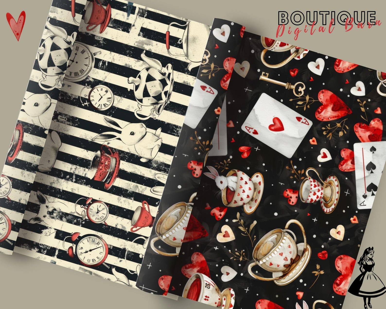 Alice in Wonderland Seamless Pattern Bundle: Tea Party Digital Paper ...
