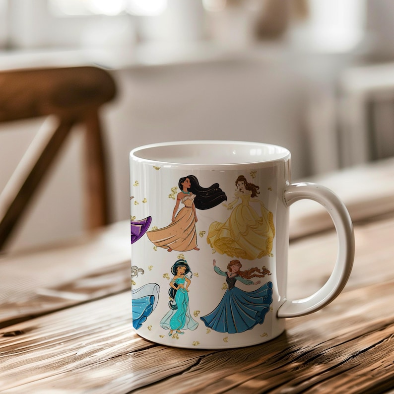 Princess Cup Wrap PNG, Glitter Fairytale Mug, Dancing Princesses ...