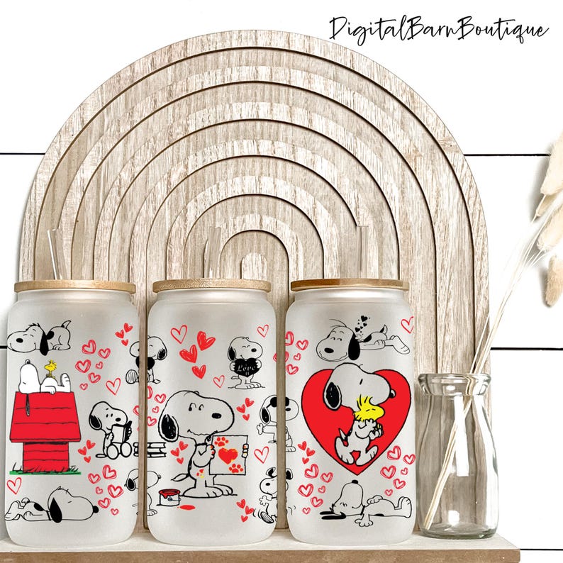 Snoopy & Woodstock Valentine Cup Wrap, PNG Sublimation Design (digital ...