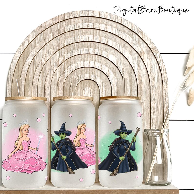Glinda & Elphaba Cup Wrap PNG: Pastel Halloween Tumbler Sublimation ...