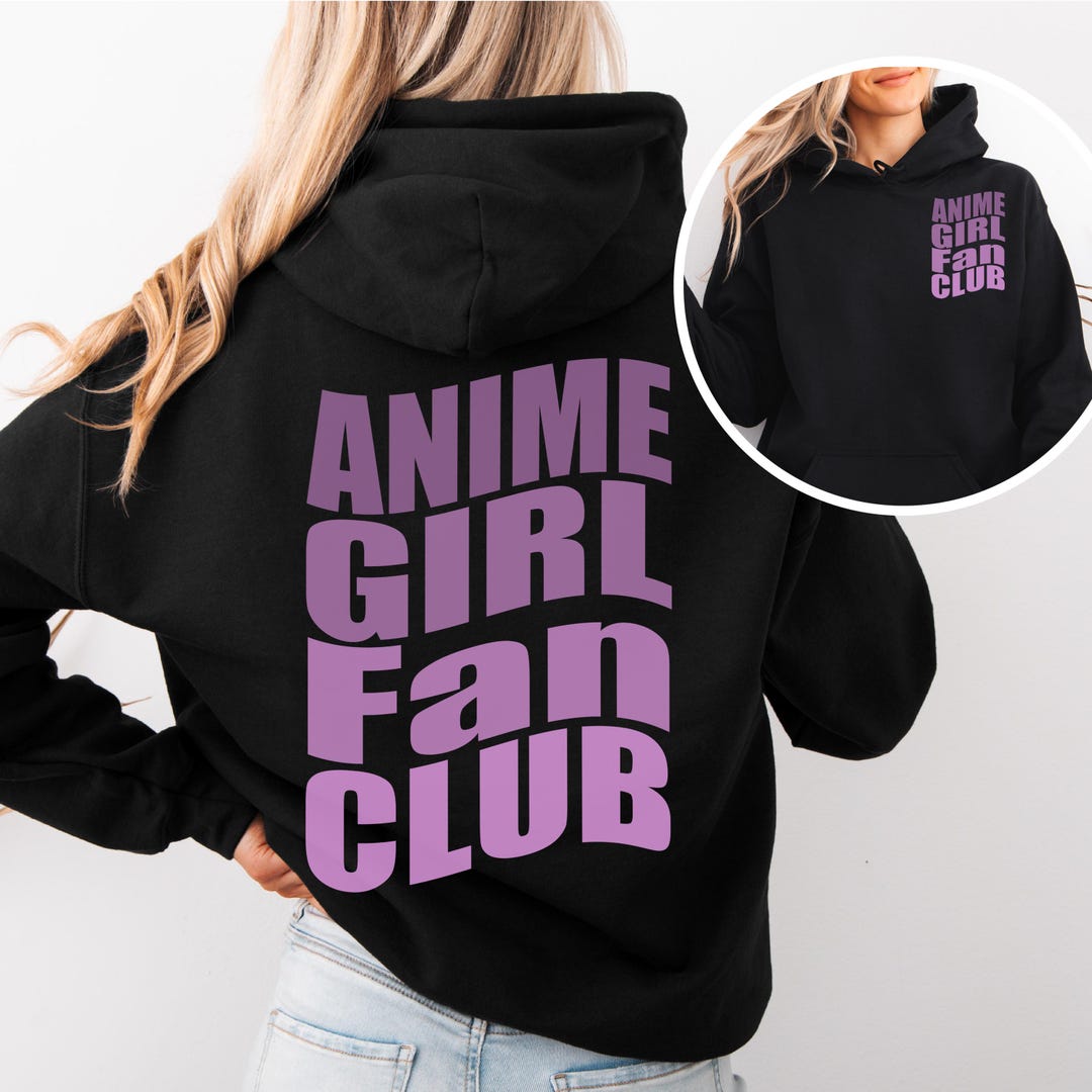 Anime Girl Fan Club Black Hoody - Etsy
