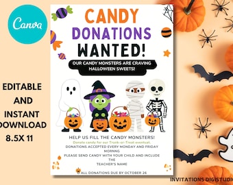 Editable Candy Donation Flyer Template for Trunk or Treat Halloween ...