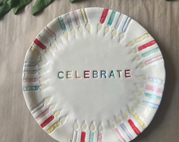 Small Happy Birthday Celebration Cupcake Plate, Happy Birthday Plate ...