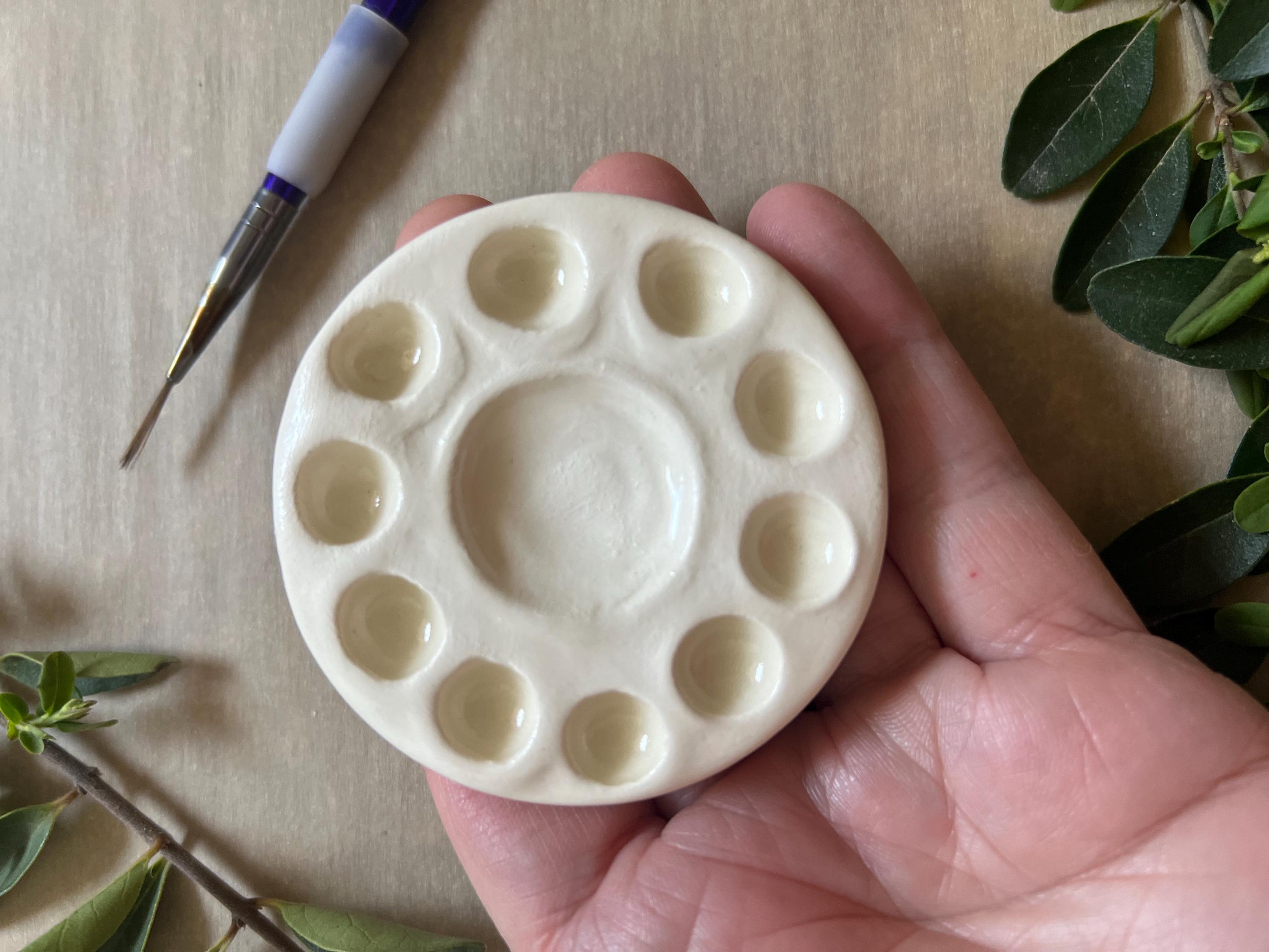 Mini Round Paint Palette, Watercolor Palette, Art Palette, Ceramic ...