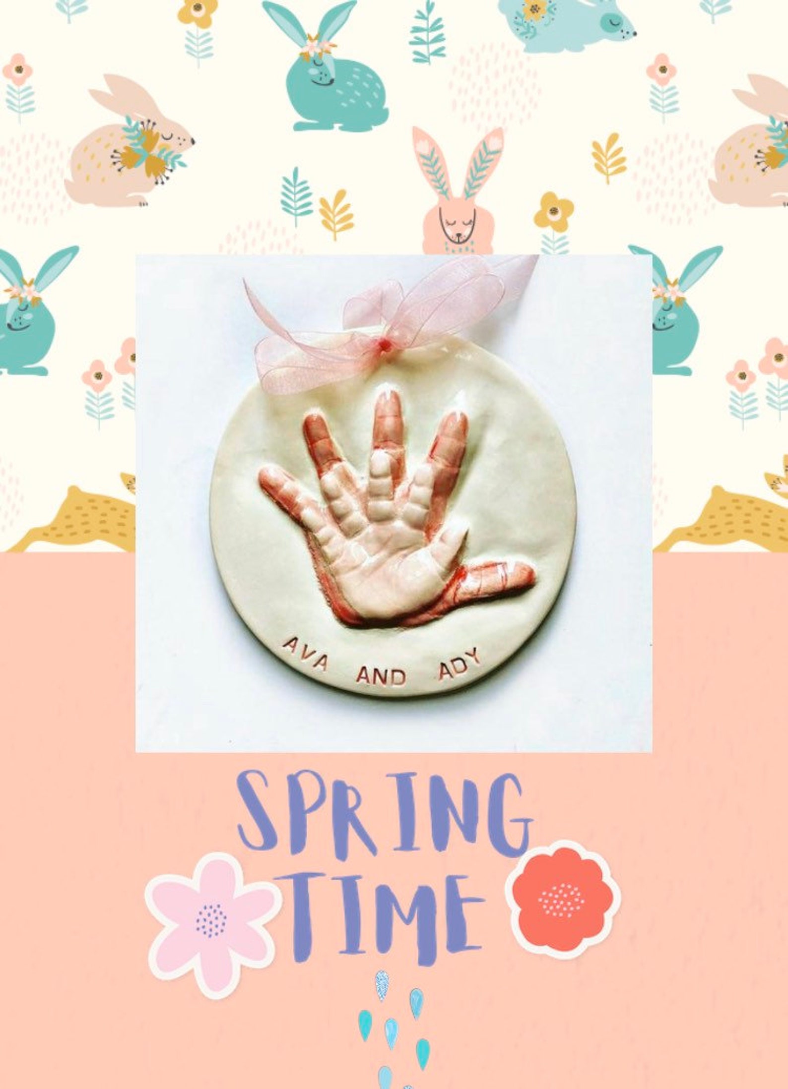 Handprint Sibling Keepsake, Brother and Sister Keepsake Art - Handprint ...