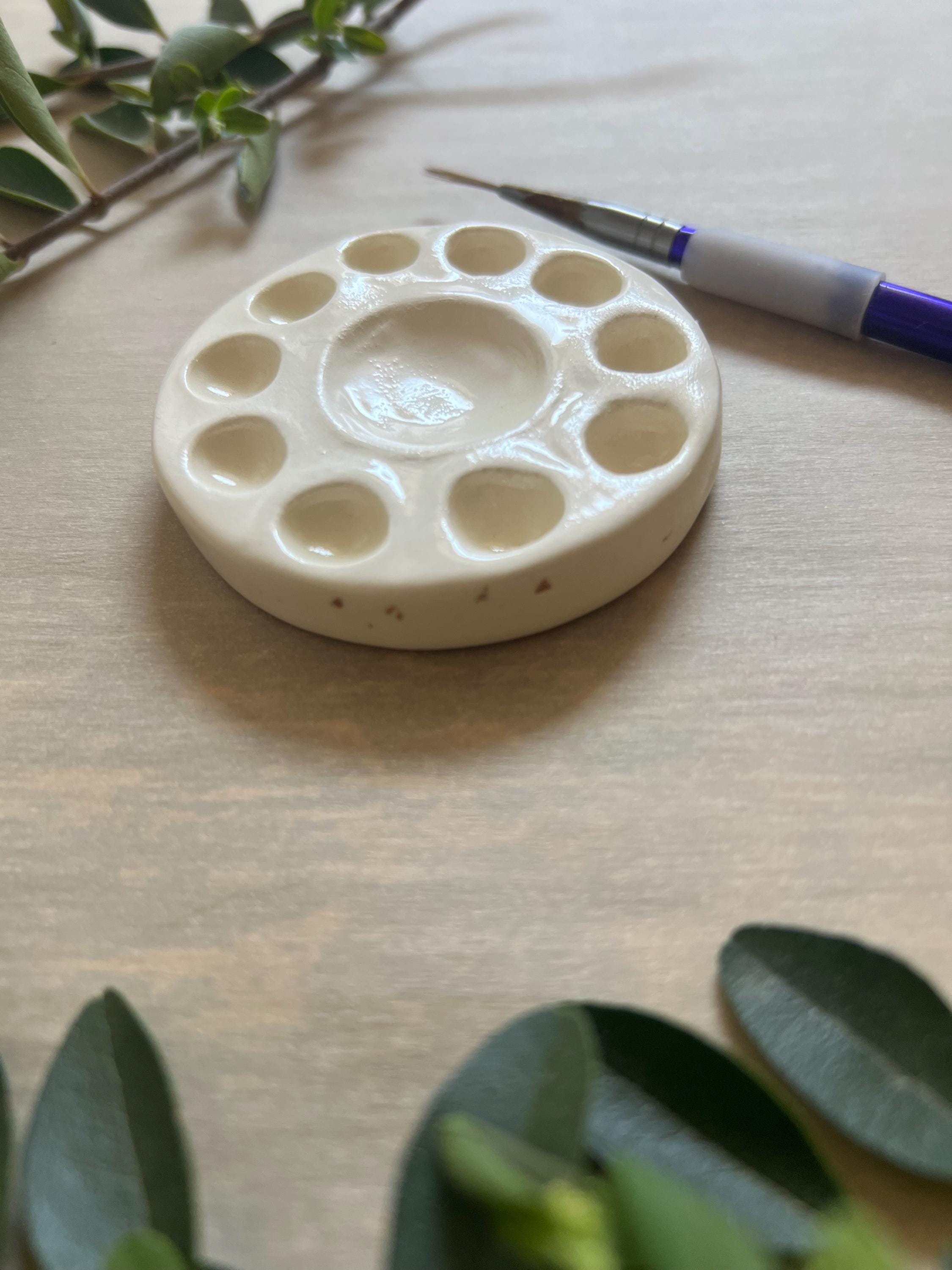 Mini Round Paint Palette, Watercolor Palette, Art Palette, Ceramic ...