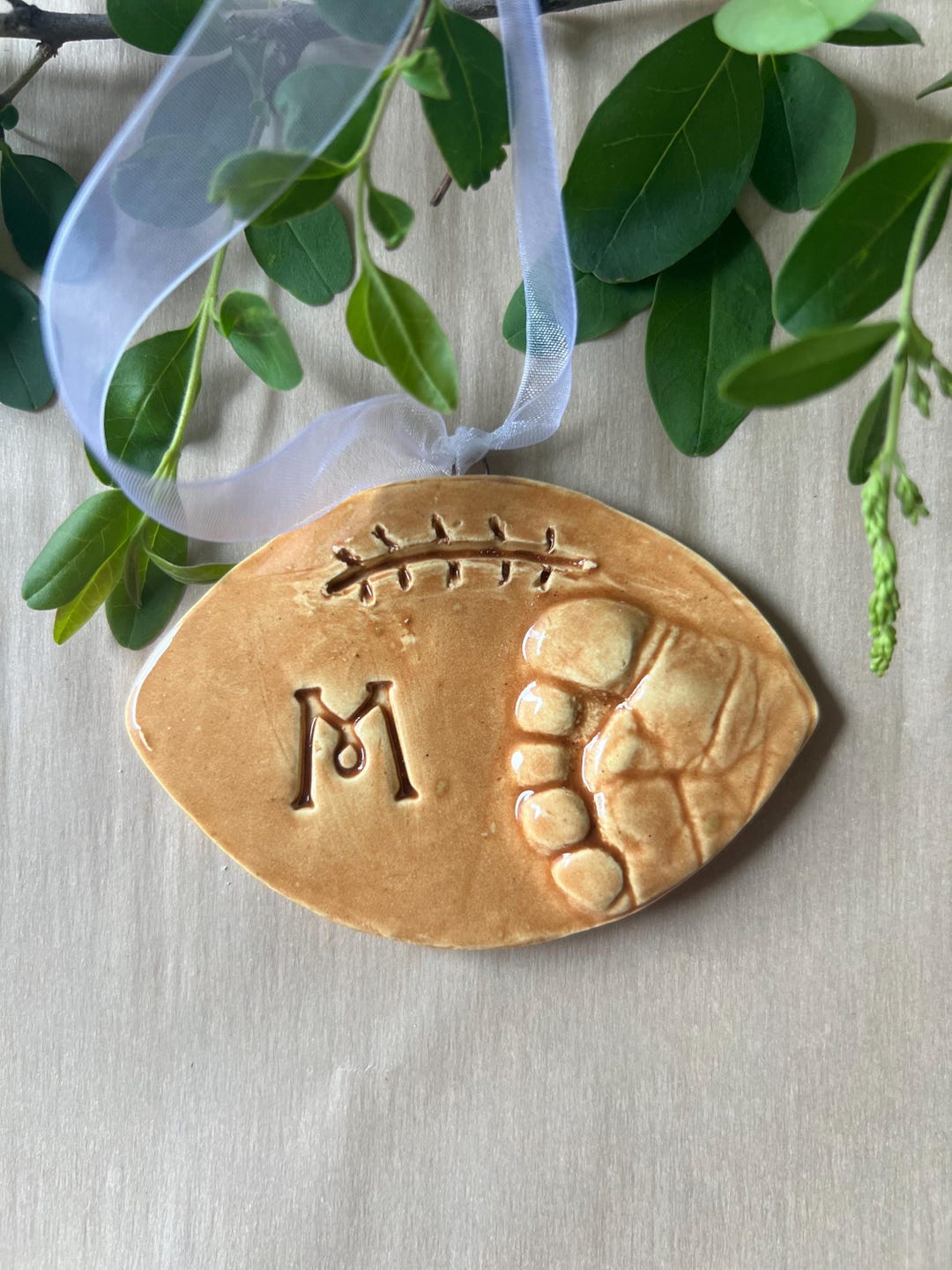 Newborn Ornament , Football Footprint Ornament Keepsake, Footprint Mold ...