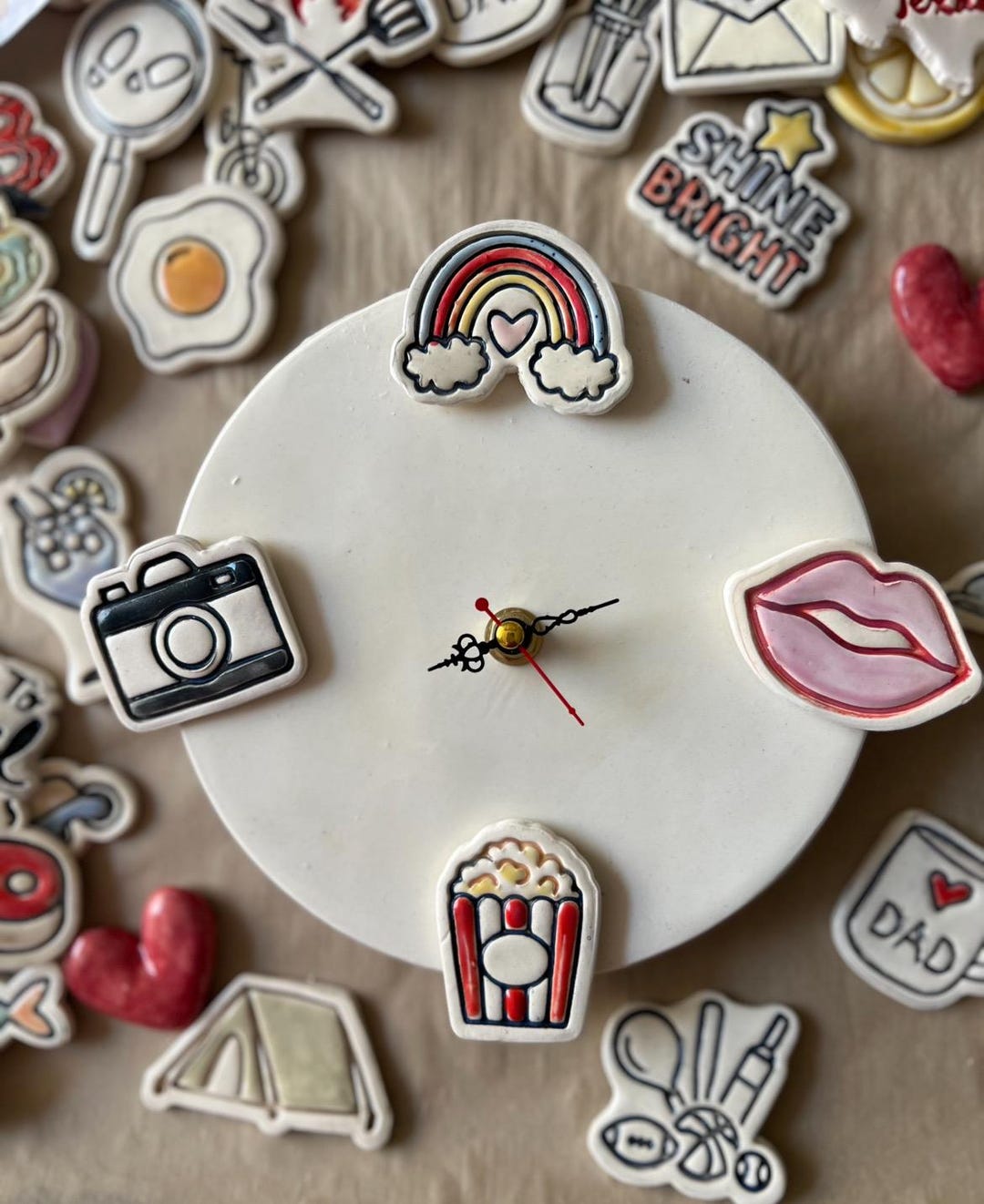 Pop Art Clock With Magnetic Charms, Clock, Holiday Clock, Birthday ...