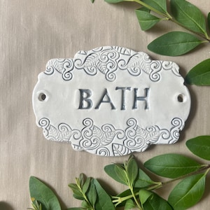 Ceramic Bath Sign, Bathroom Sign, Bath Sign, Bath Plaque, Washroom Bath ...
