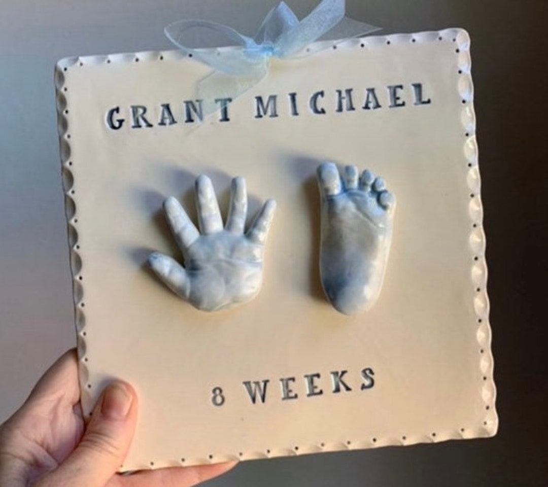 Custom Baby Keepsake , Heirloom Baby Gift, Ceramic Hand and Footprint ...