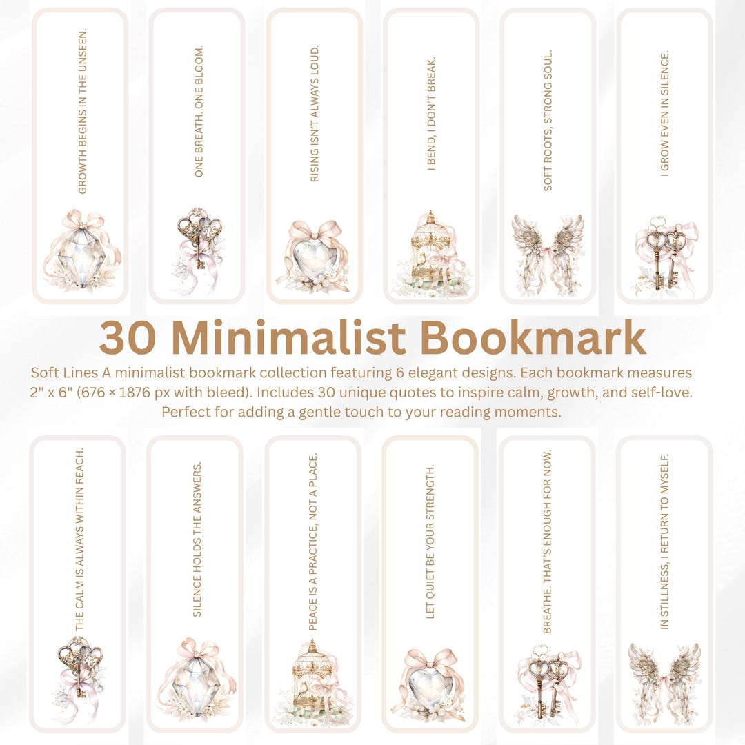 Minimalist Bookmark 30 Printable Quote Bookmarks | Digital Bookmarks ...