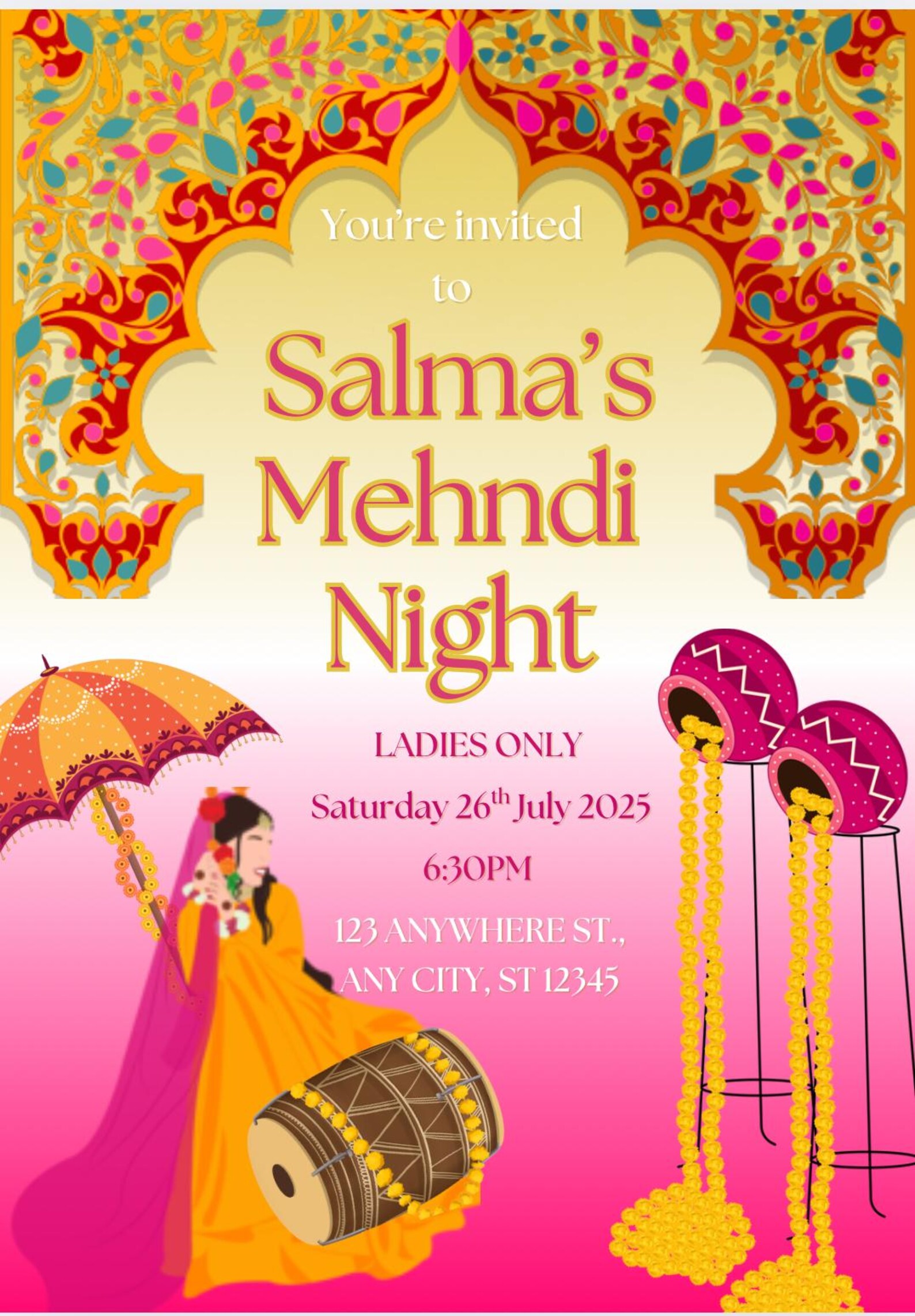 Editable Mendhi Night Invitation Template Digital Download - Etsy