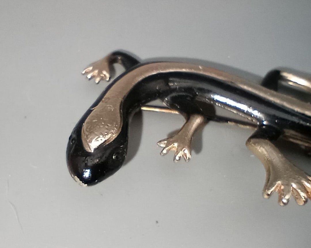 Vintage Avon Gecko Lizard Brooch: Black and Gold Salamander 4" 1990s - Etsy