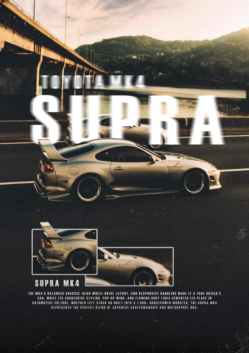 Toyota Supra MK4 Poster: JDM Car Wall Art (digital Download) - Etsy