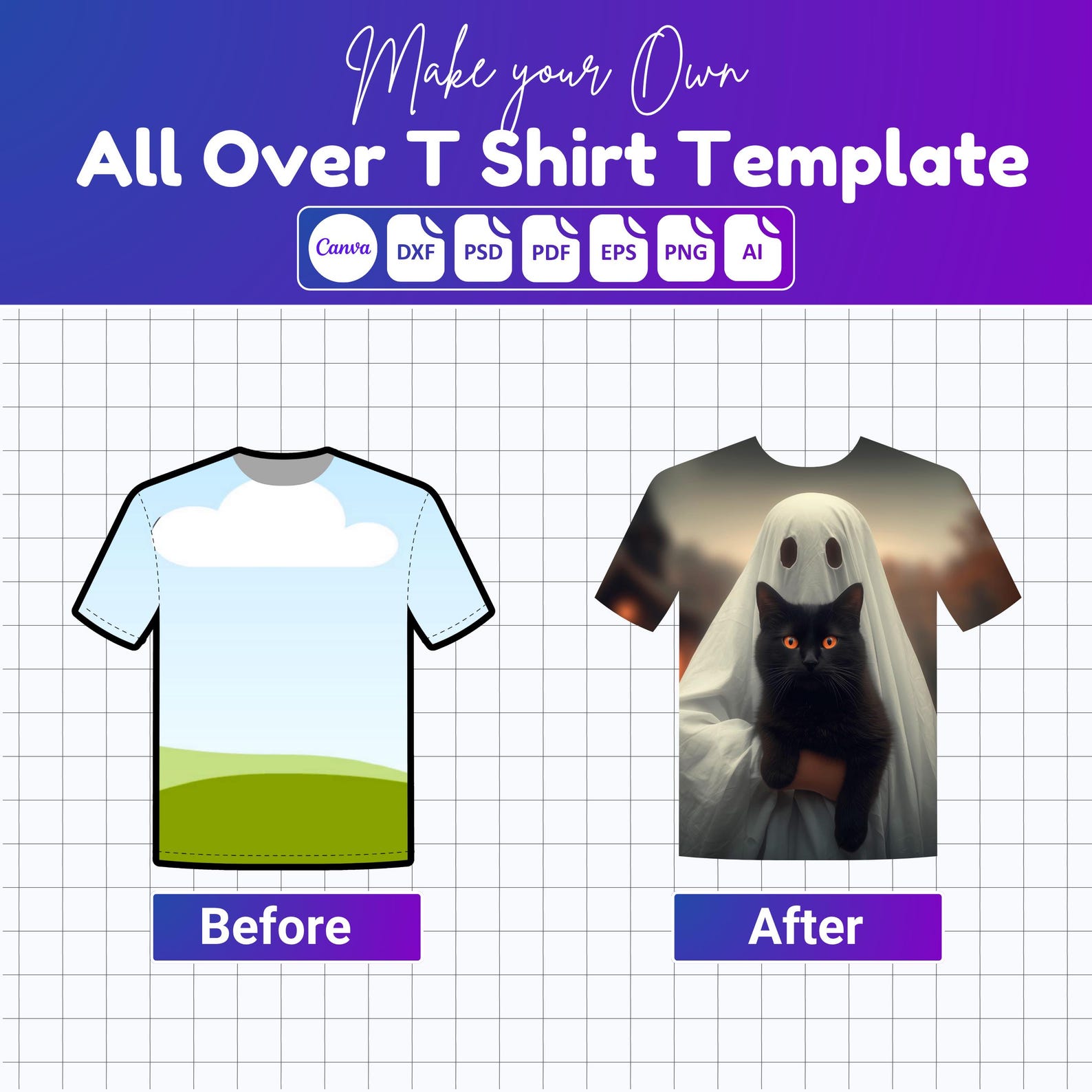 All Over T-shirt Template: Canva Editable Sublimation Blank (digital ...
