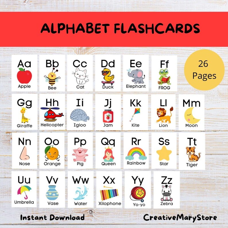 Alphabet Flashcards A-Z | Printable Letters for Kids | Phonics and ...