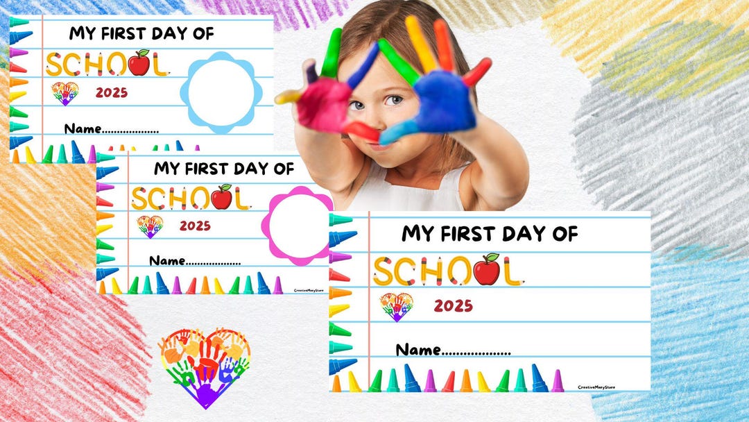 First Day of School Photo Prop, Printable Handprint Activity, Editable ...