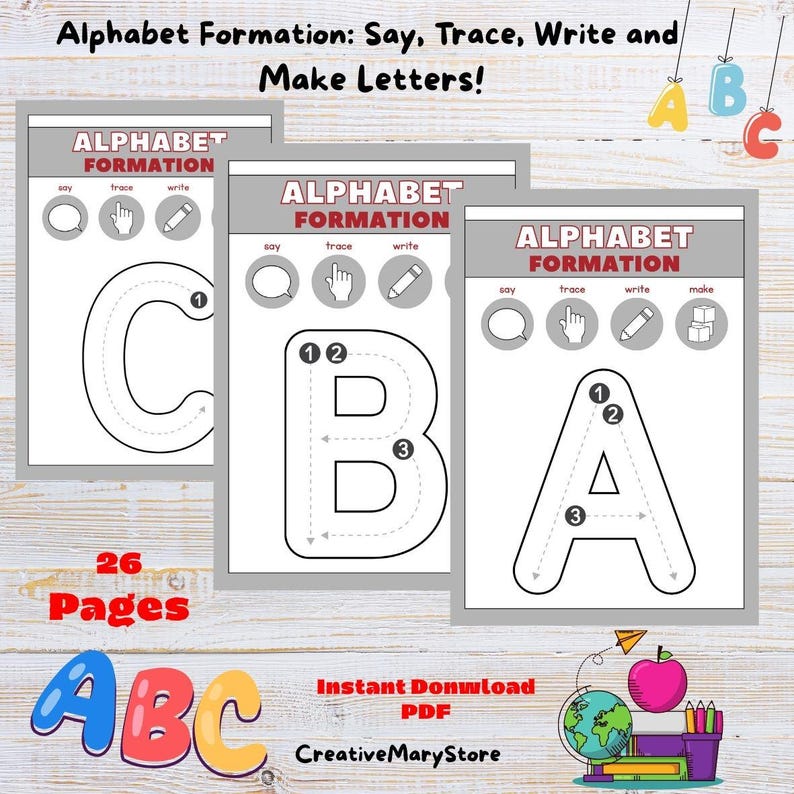 Alphabet Formation Worksheets | Say Trace Write Make Letters ...