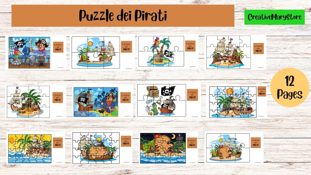 Pirate Puzzles for Kids PDF | Printable Educational Game | Digital ...