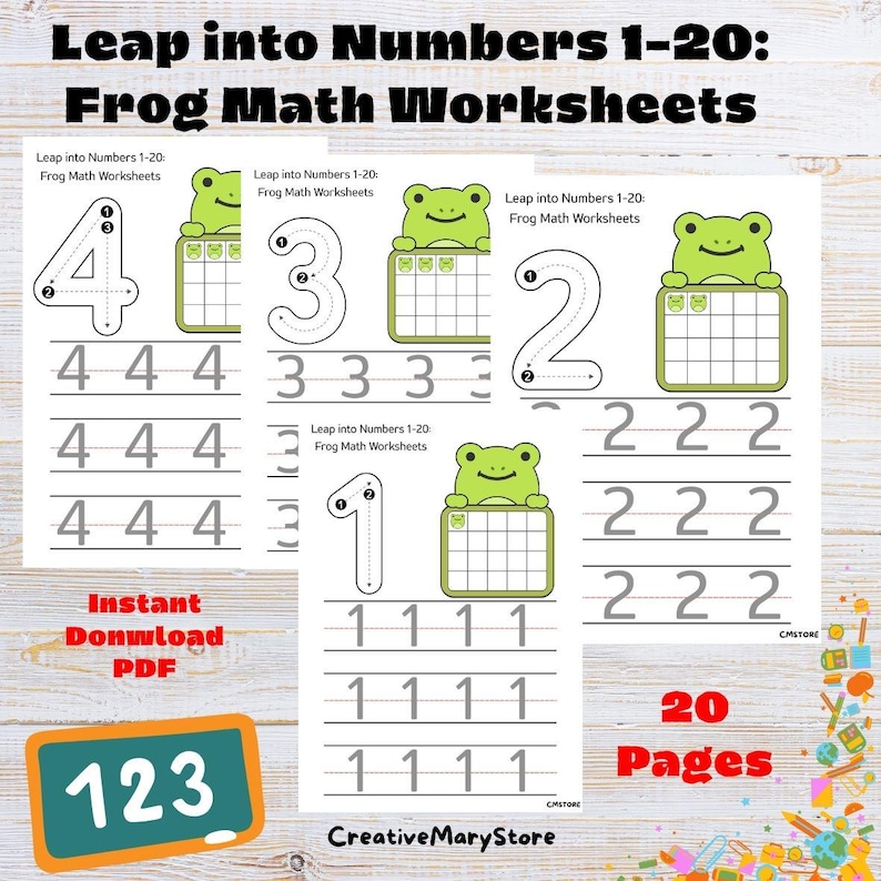Leap Into Numbers 1-20 | Frog Math Worksheets | Printable Number ...