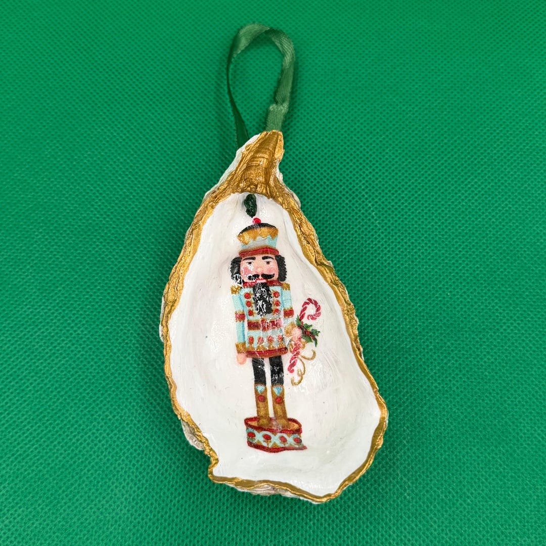 Handcrafted Nutcracker Oyster Shell Christmas Ornament – Pastel Blue ...